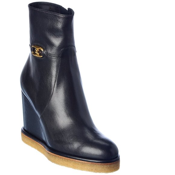 Celine | Shoes | Celine Wedge Leather Bootie | Poshmark